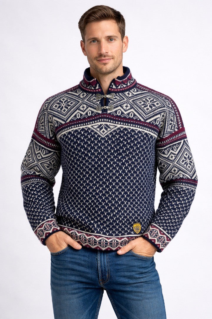 Dale of Norway Mens L Windstopper Wool Sweater Fair Isle Ski Metal Cla ...